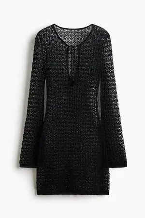 H&m Crochet-look Beach Mini Dress - Black