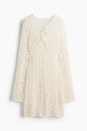 H&m Crochet-look Beach Mini Dress - White