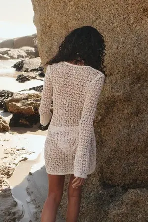 H&m Crochet-look Beach Mini Dress - White