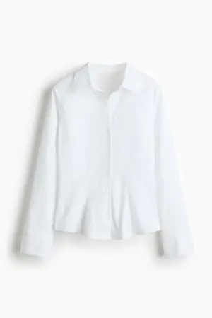 H&m Fitted Striped Shirt With Classic Collar