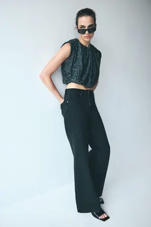 H&m Draped Mesh Sleeveless Top