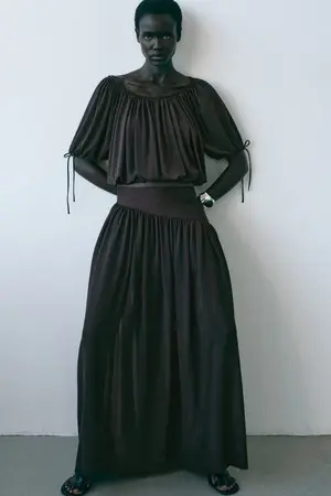 H&m Draped Drawstring Detail Cropped Top