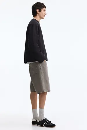 H&m Relaxed Knee-length Denim Shorts