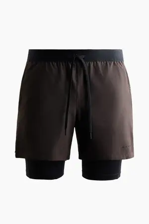 H&m Double-layered Sports Shorts With Drymove™ Technology - Brown