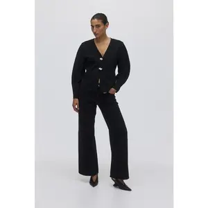 H&m Knitted Cardigan With V-neckline And Button Detail - Black