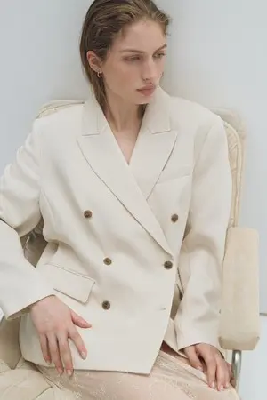 H&m Double-breasted Blazer With Peak Lapels