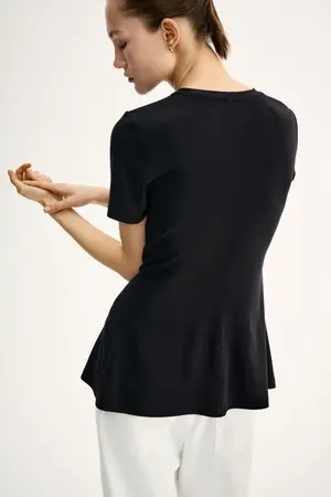 H&m Interlock Peplum Top - Black