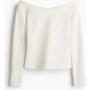 H&m Off-the-shoulder Long Sleeve Top - White