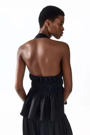H&m Peplum Halterneck Top - Black