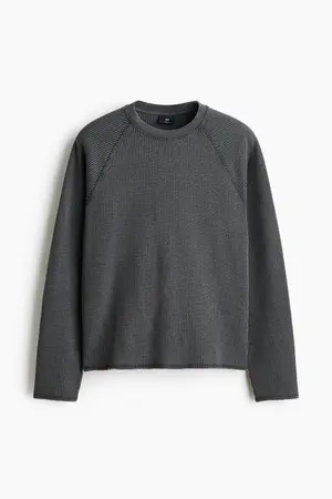 H&m Regular Fit Long-sleeved Waffled Top