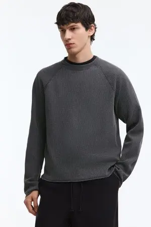 H&m Regular Fit Long-sleeved Waffled Top