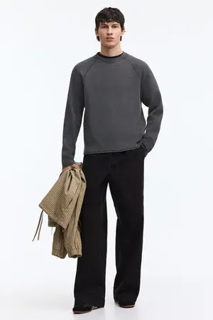 H&m Regular Fit Long-sleeved Waffled Top