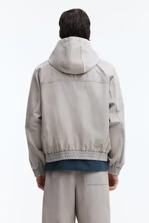 H&m Hooded Jacket With Zip Closure And Elasticated Cuffs - Light Gray
