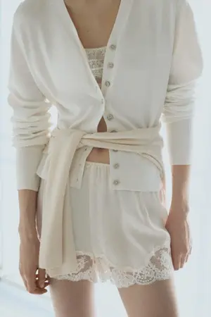 H&m Fine-knit V-neck Cardigan - White