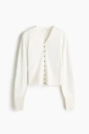 H&m Fine-knit V-neck Cardigan - White
