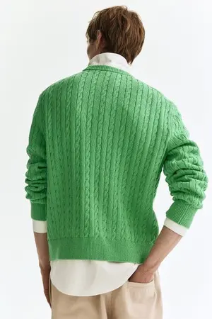 H&m Regular Fit Cable-knit Jumper - Green