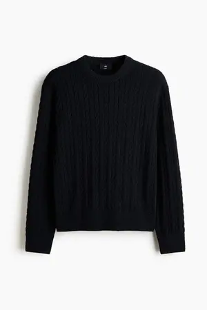 H&m Regular Fit Cable-knit Jumper - Navy Blue