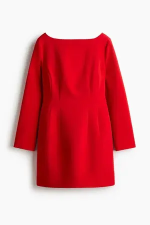 H&m Hourglass Dress With Boat Neckline And Long Sleeves