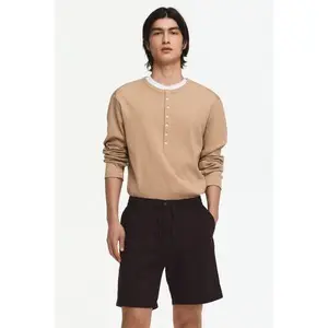 H&M H&M Regular Fit Linen-Blend Shorts Dark Brown