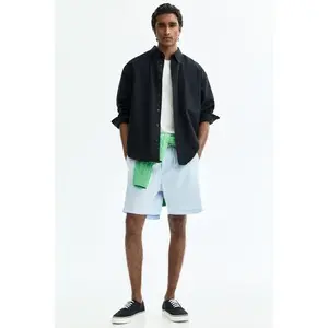 H&m Regular-fit Linen-blend Shorts - Light Blue