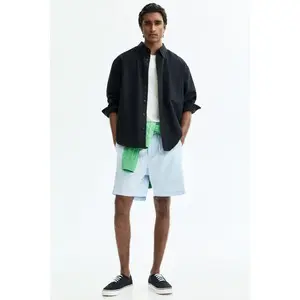 H&m Regular Fit Linen-blend Shorts - Light Blue