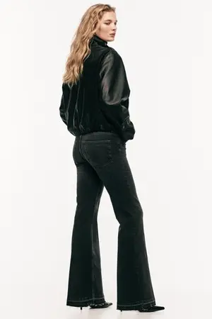 H&m Flared High Rise Jeans - Dark Gray