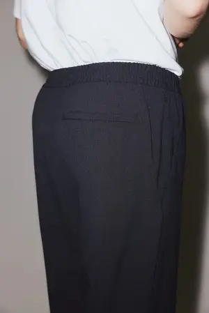 H&m Four-way Stretch Regular Fit Pull-on Trousers - Navy Blue