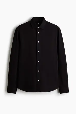 H&M Four-way Stretch Slim Fit Shirt - Black