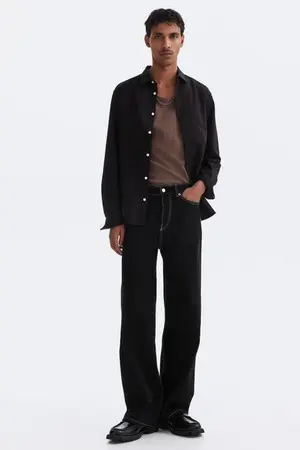 H&M Four-way Stretch Slim Fit Shirt - Black
