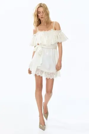 H&m Lace-trimmed Satin Dress
