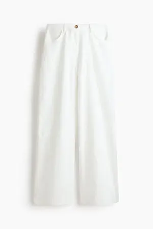 H&m Linen-blend Twill Trousers - White