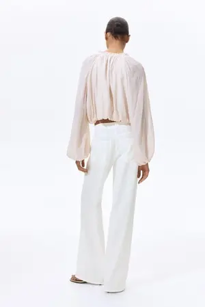 H&m Linen-blend Twill Trousers - White