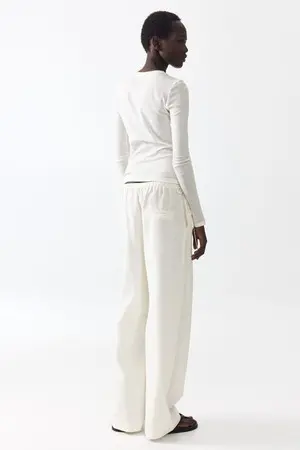H&m Linen-blend Drawstring Trousers Wide Leg