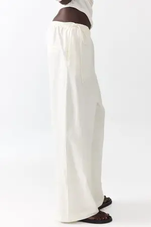 H&m Linen-blend Drawstring Trousers Wide Leg