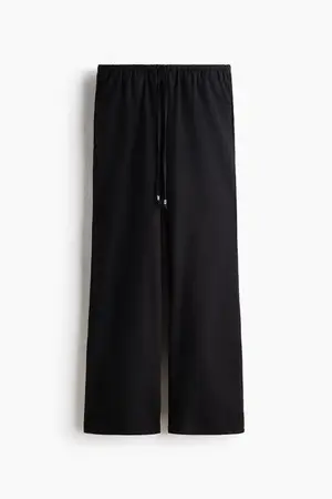 H&m Linen Blend Drawstring Trousers - Black