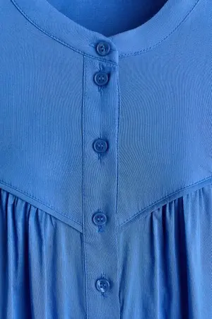 H&m Oversized Blouse With Band Collar And Balloon Sleeves
