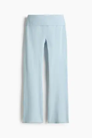 H&m Knitted Wide Leg Yoga Pants - Light Blue