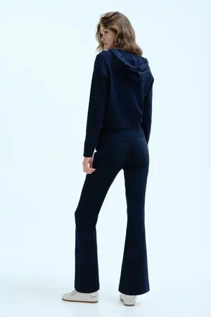 H&M Knitted Wide Leg Yoga Pants - Navy Blue