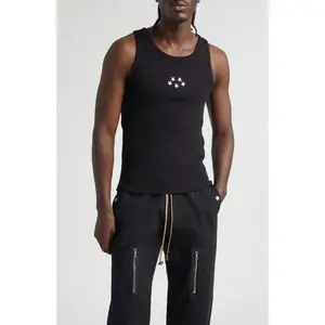 JKEEFER Embroidered Stars Organic Cotton Rib Tank