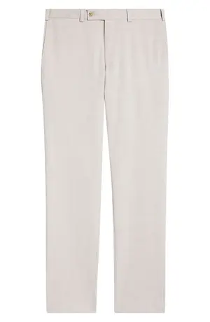 JACK VICTOR Piero Flat Front Stretch Cotton & Wool Dress Pants - Light Tan