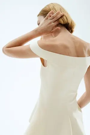 H&m Off-the-shoulder Peplum Top - Cream