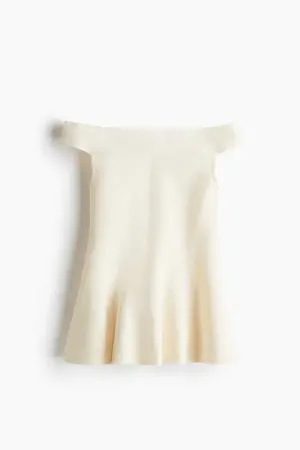 H&m Off-the-shoulder Peplum Knit Top - Cream