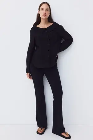 H&m Mama Flared Ponte Di Roma Leggings - Black