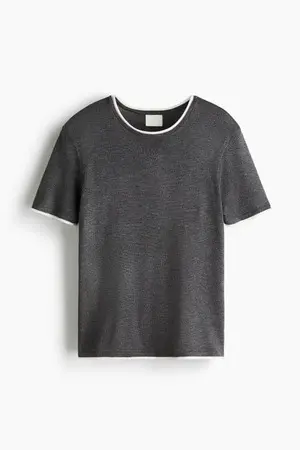 H&m Fine-knit Top With Contrast Piping