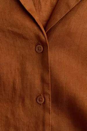 H&m Oversized Linen Resort Collar Shirt