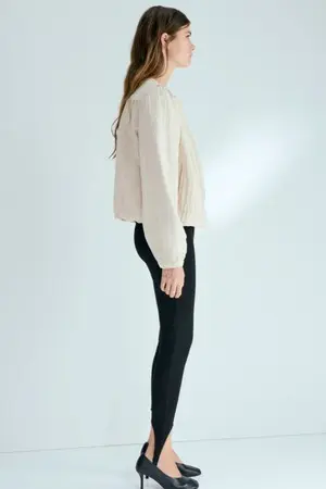 H&m Oversized Twill Jacket With Puff Sleeves - Beige
