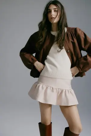 H&m Oversized Twill Jacket With Puff Sleeves