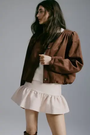 H&m Oversized Twill Jacket With Puff Sleeves