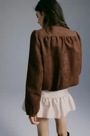 H&m Oversized Twill Jacket With Puff Sleeves