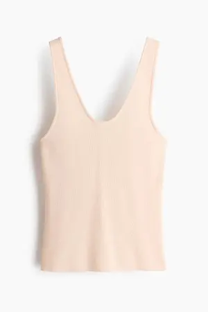 H&m Ribbed Knit Scoop Neck Vest Top - Light Peach